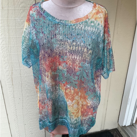 Onque Casuals | Tops | Onque Casuals Sheer Spring Mesh Net Summer Flowy ...